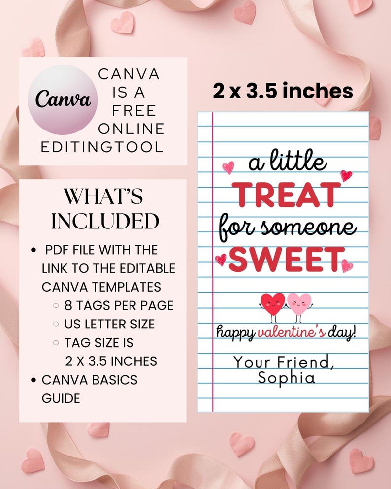 Printable Valentine Gift Tags Kids Editable Sweet Treat Tags Classroom ...