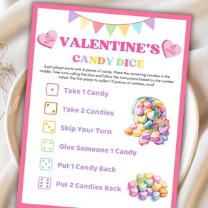 Valentines Day Candy Dice Game Printable Fun Valentine Pastel Theme ...