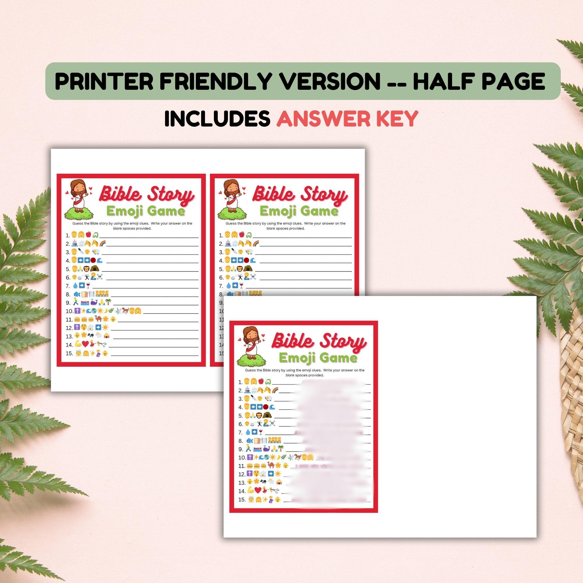 Printable Bible Story Emoji Game Fun Christian Game for Sunday School ...
