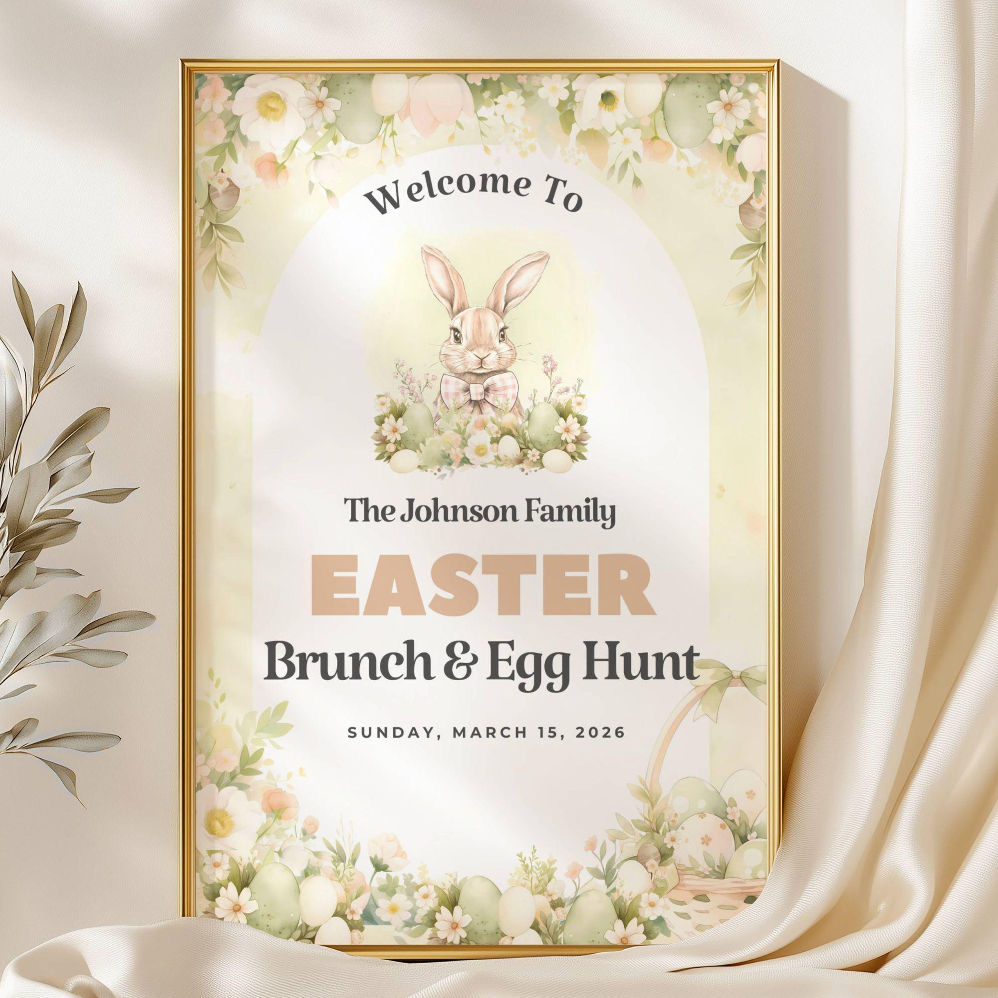Editable Easter Welcome Sign Easter Brunch Egg Hunt Sign Spring Bunny ...
