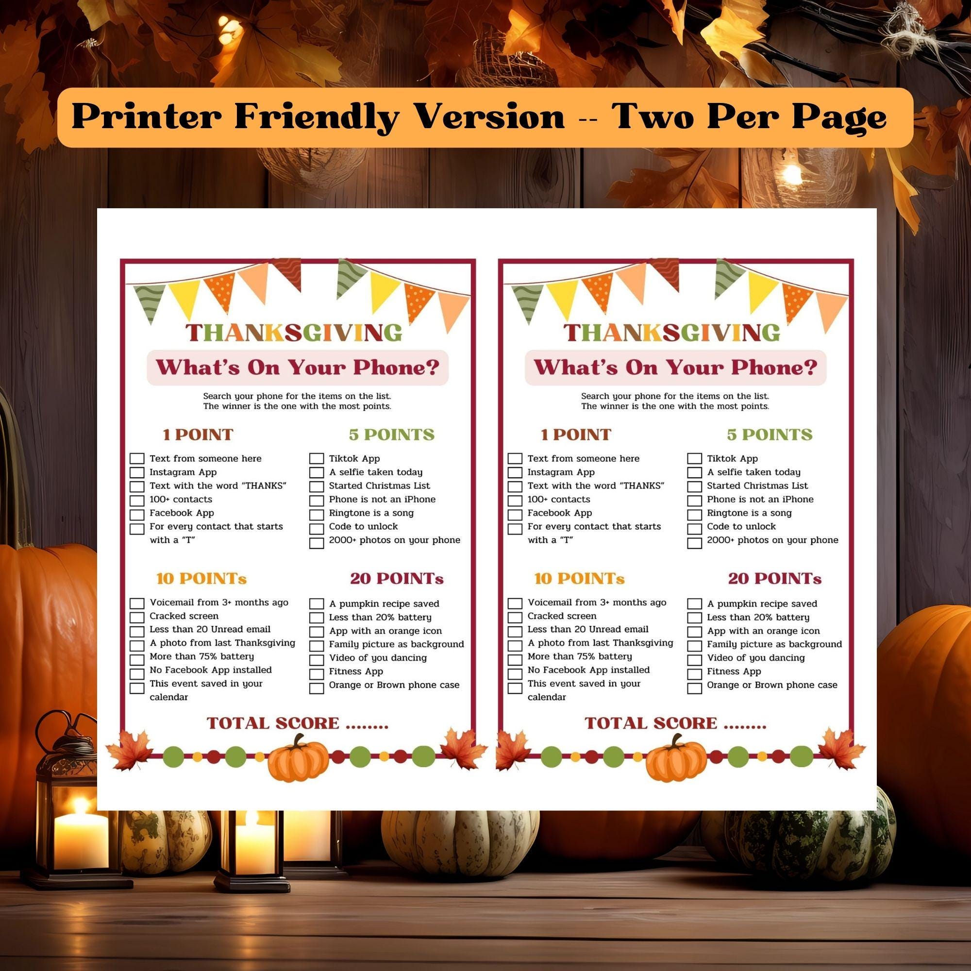 Thanksgiving Game - What's on Your Phone? Fun Family Holiday Dinner ...