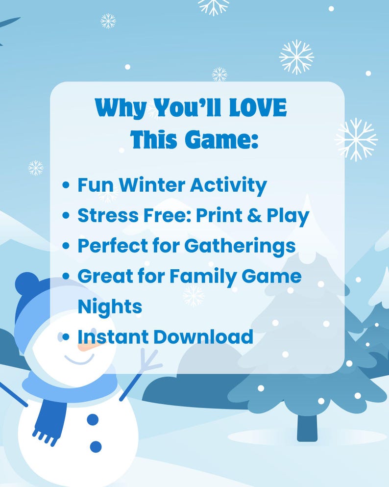 Winter Trivia Game Printable Winter Party Game for Adults Teens Older ...