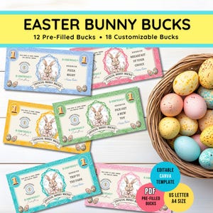 Easter Bunny Bucks Printable & Customizable Reward Coupons for Kids ...