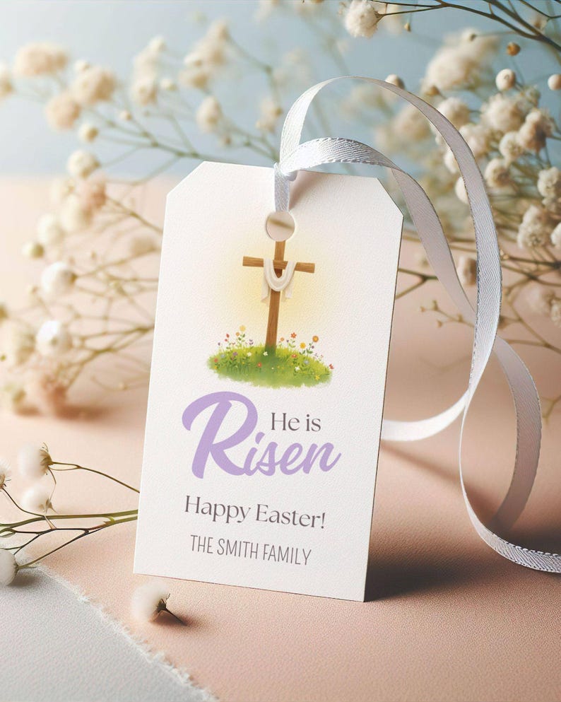 He is Risen Easter Gift Tag Printable Christian Easter Tag, Religious ...