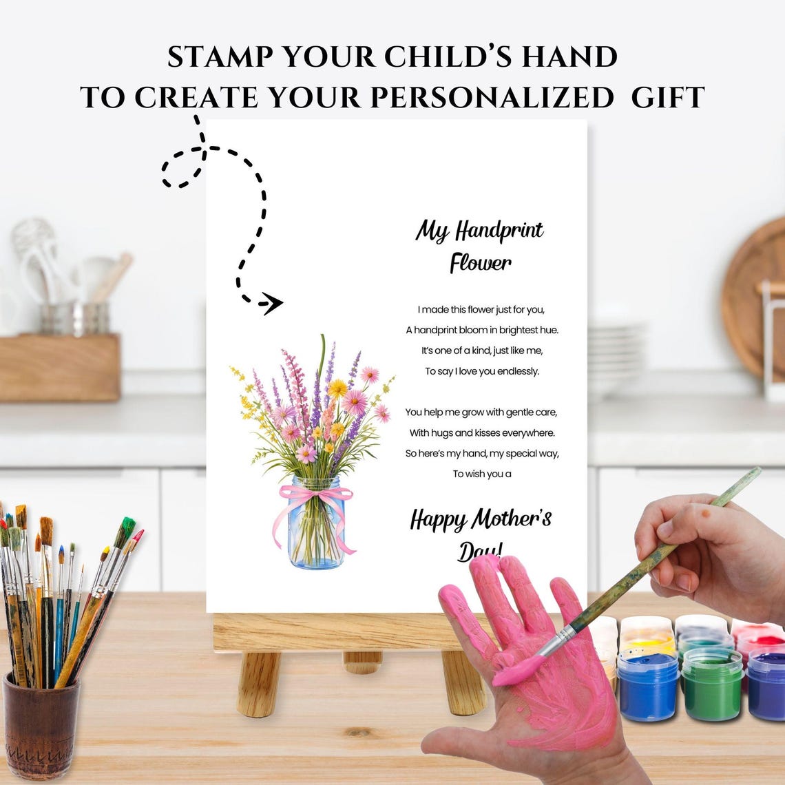Mothers Day Handprint Flower Poem Craft for Kids Printable Gift for Mom ...