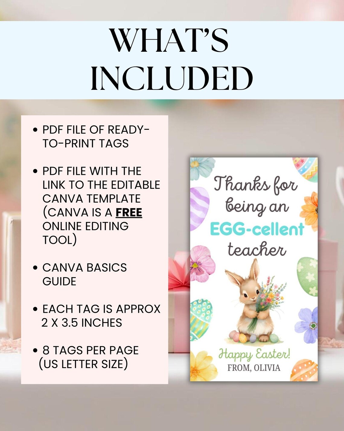 Easter Teacher Appreciation Gift Tag Thank You Eggcellent Teacher Gift ...