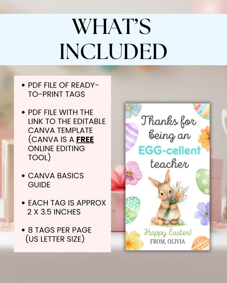 Easter Teacher Appreciation Gift Tag Thank You Eggcellent Teacher Gift ...