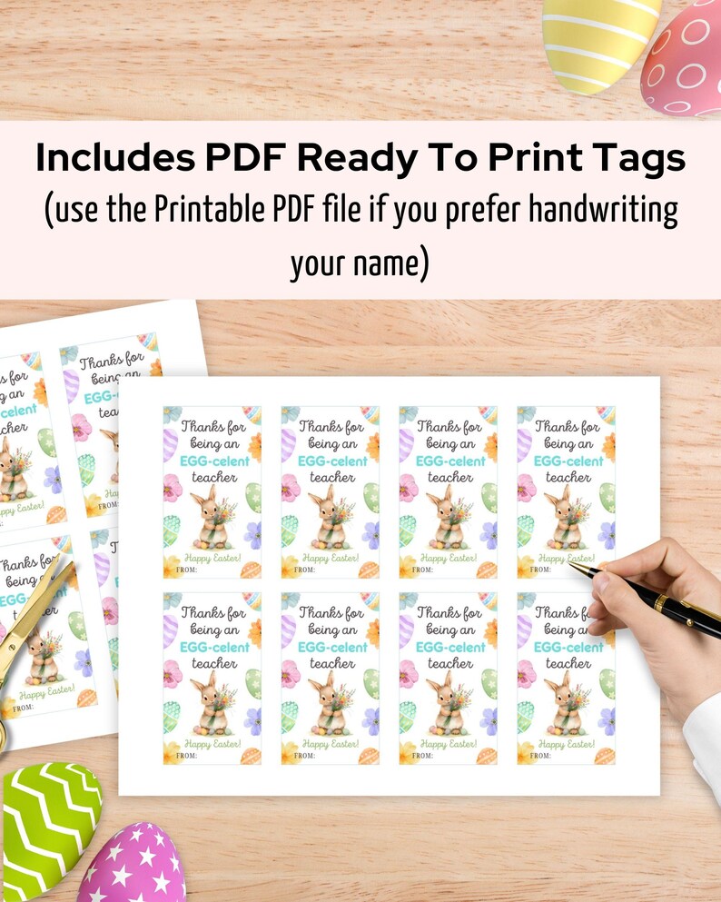 Easter Teacher Appreciation Gift Tag Thank You Eggcellent Teacher Gift ...