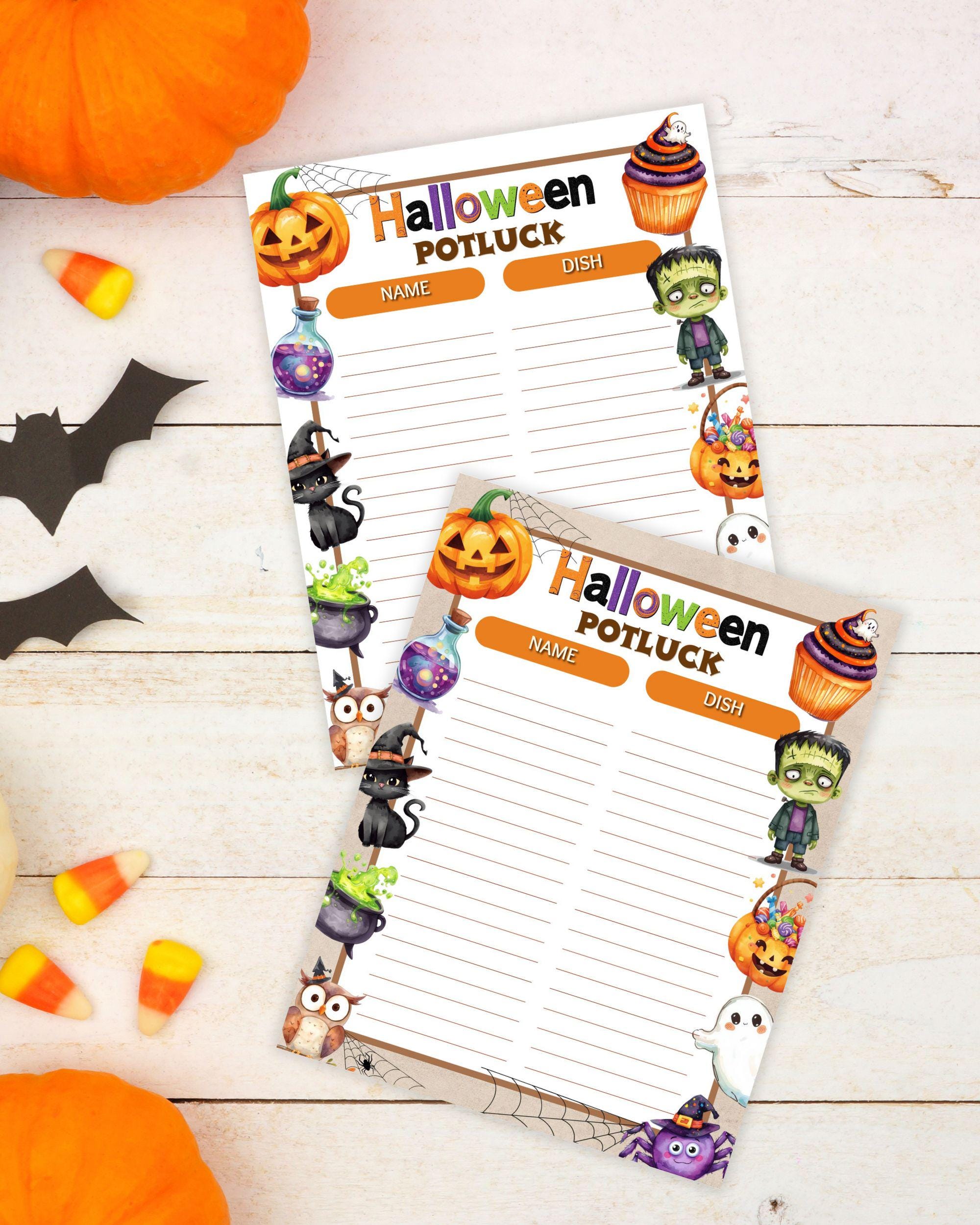 Halloween Potluck Sign up Sheet Printable: US Letter+a4 Instant ...