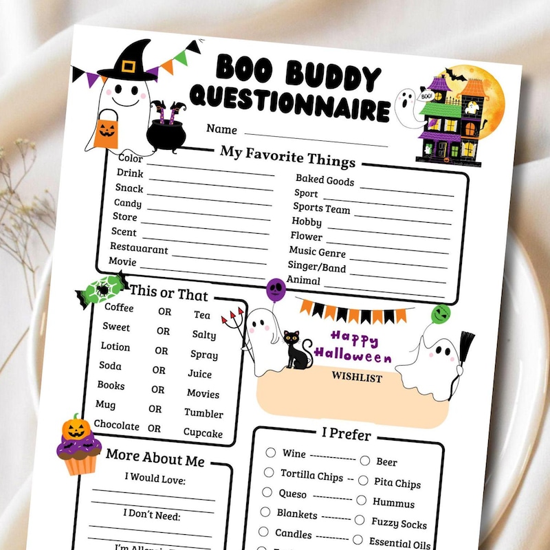 Boo Basket Questionnaire - Etsy