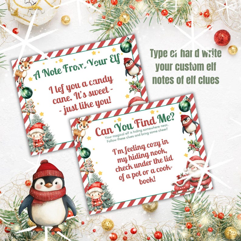 Editable Elf Notes & Hide and Seek Clue Cards Printable Bundle ...