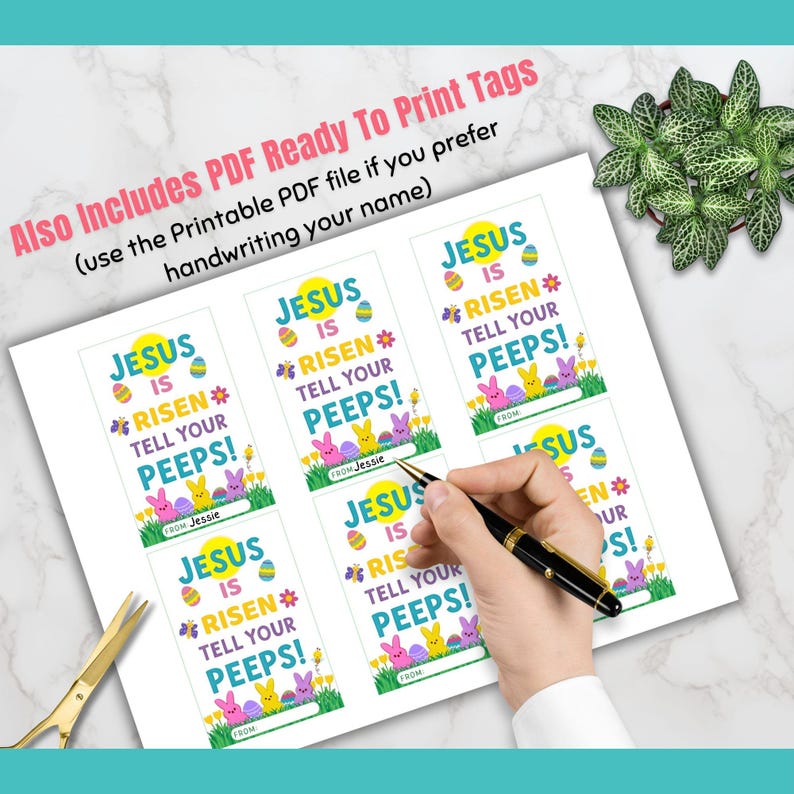 Editable Jesus is Risen Tell Your Peeps Easter Gift Tags Printable ...