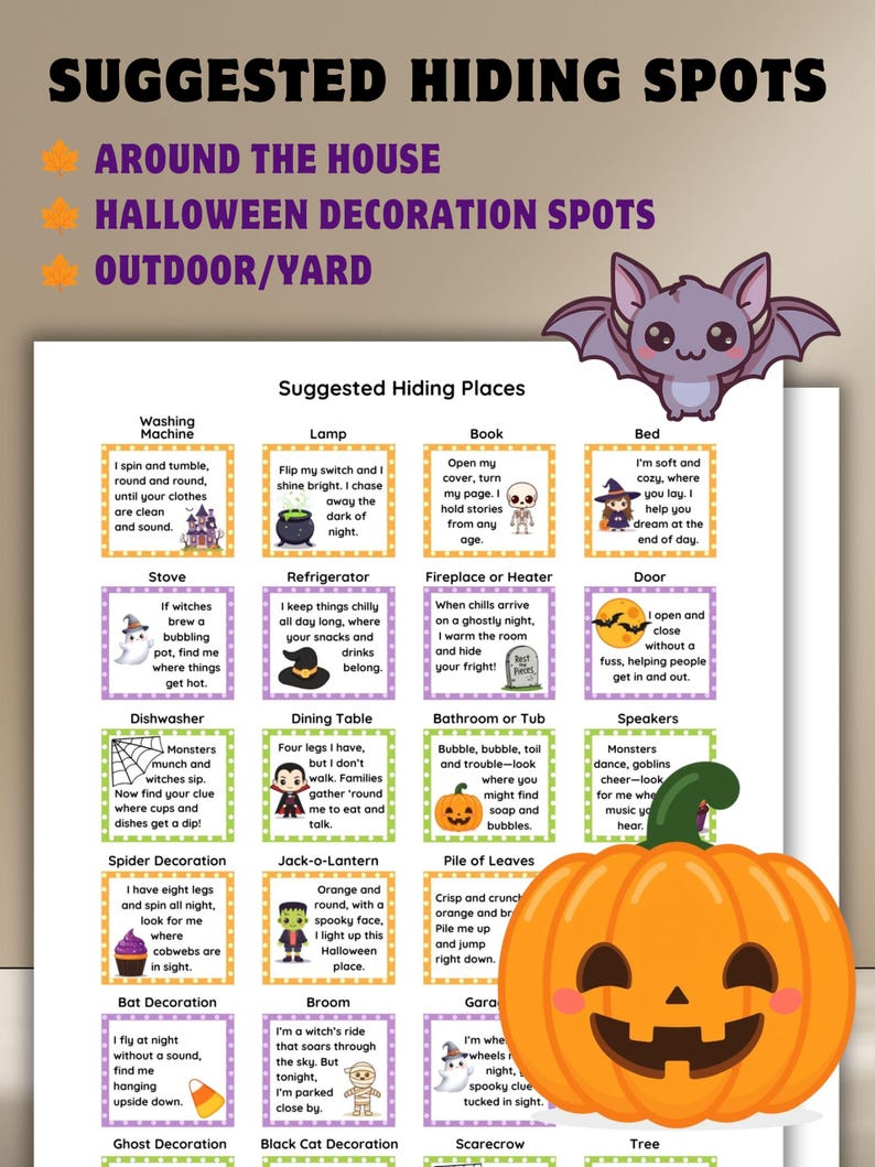 Halloween Scavenger Hunt Printable Indoor Outdoor Trick or Treat ...