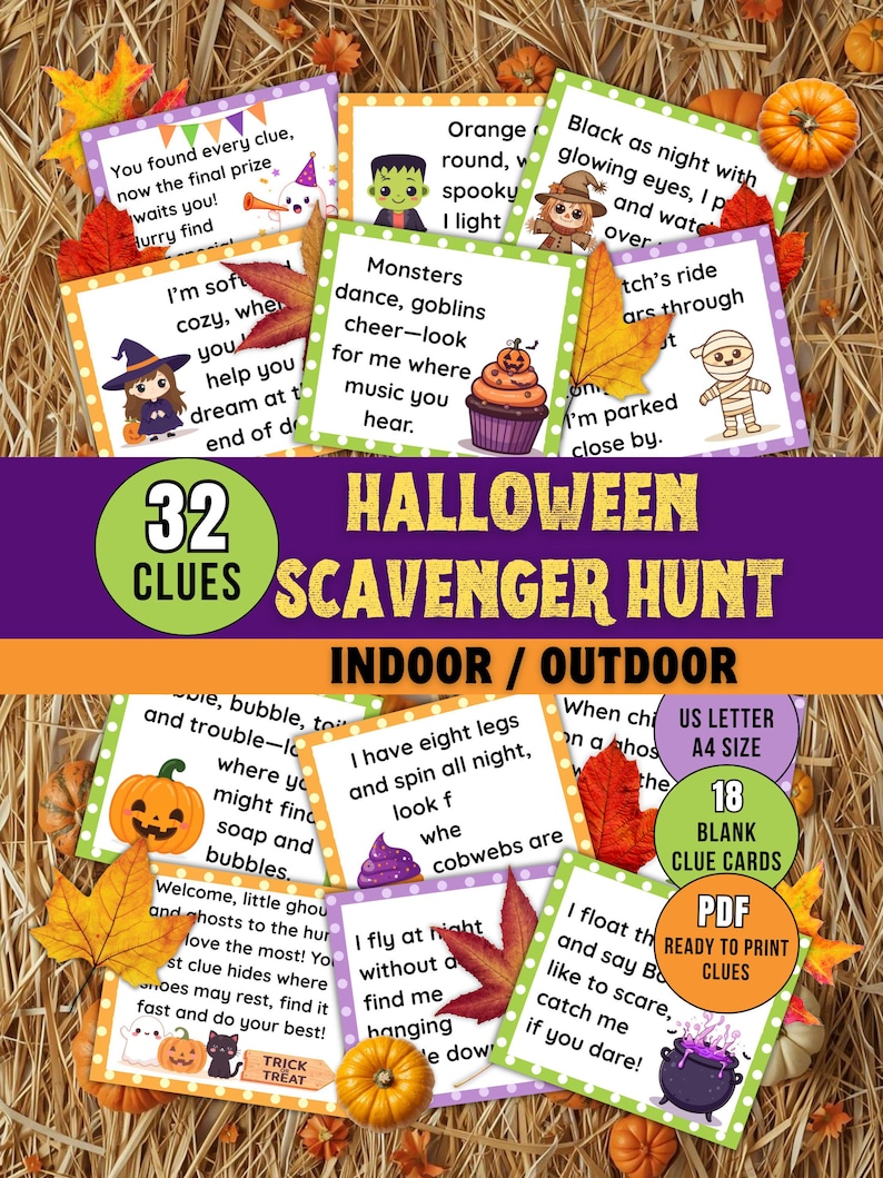 Halloween Scavenger Hunt Printable Indoor Outdoor Trick or Treat ...