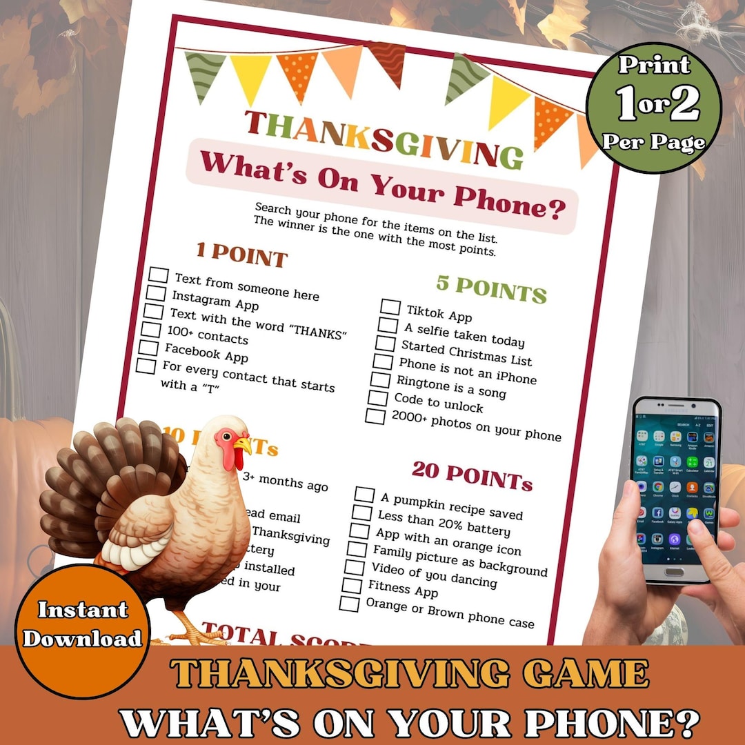 Thanksgiving Game - What's on Your Phone? Fun Family Holiday Dinner ...