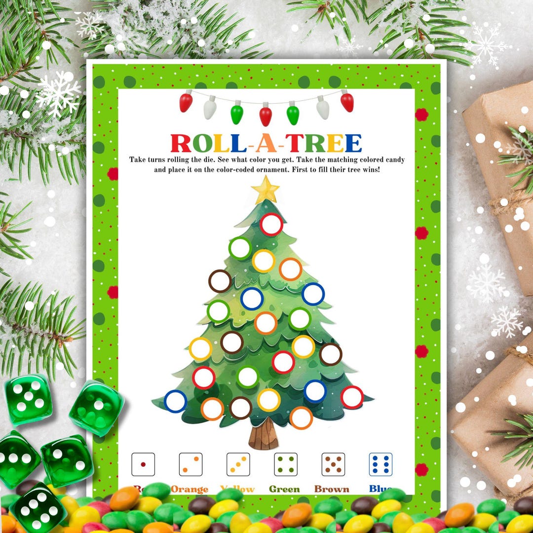 Roll A Tree Christmas Game Printable Christmas Party Game for Family ...