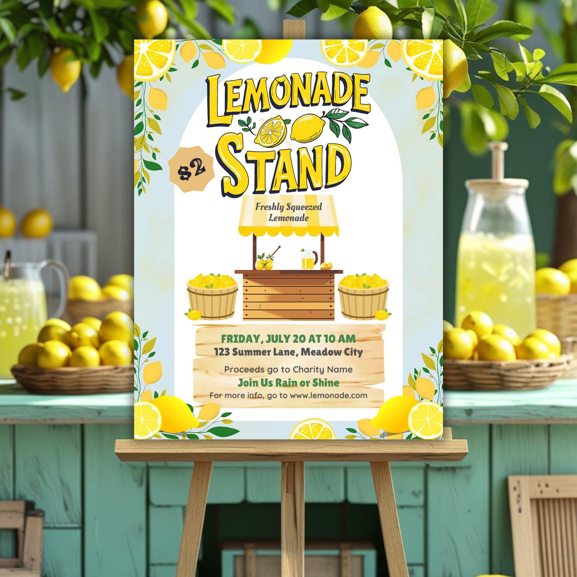 Editable Lemonade Stand Flyer & Poster Template Bundle - Arch Lemon ...