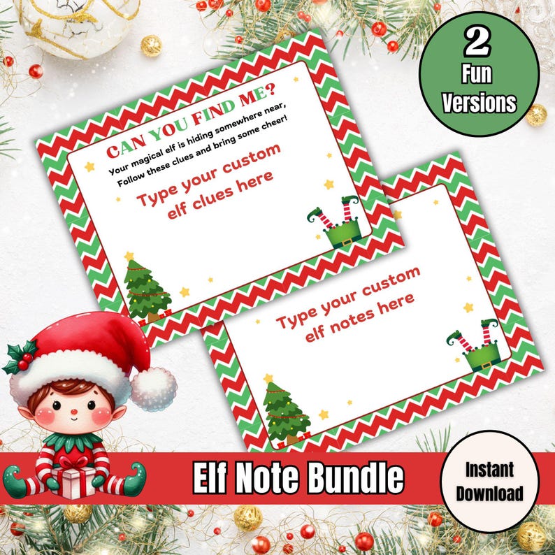Editable Elf Notes & Hide and Seek Clue Cards Printable Bundle ...