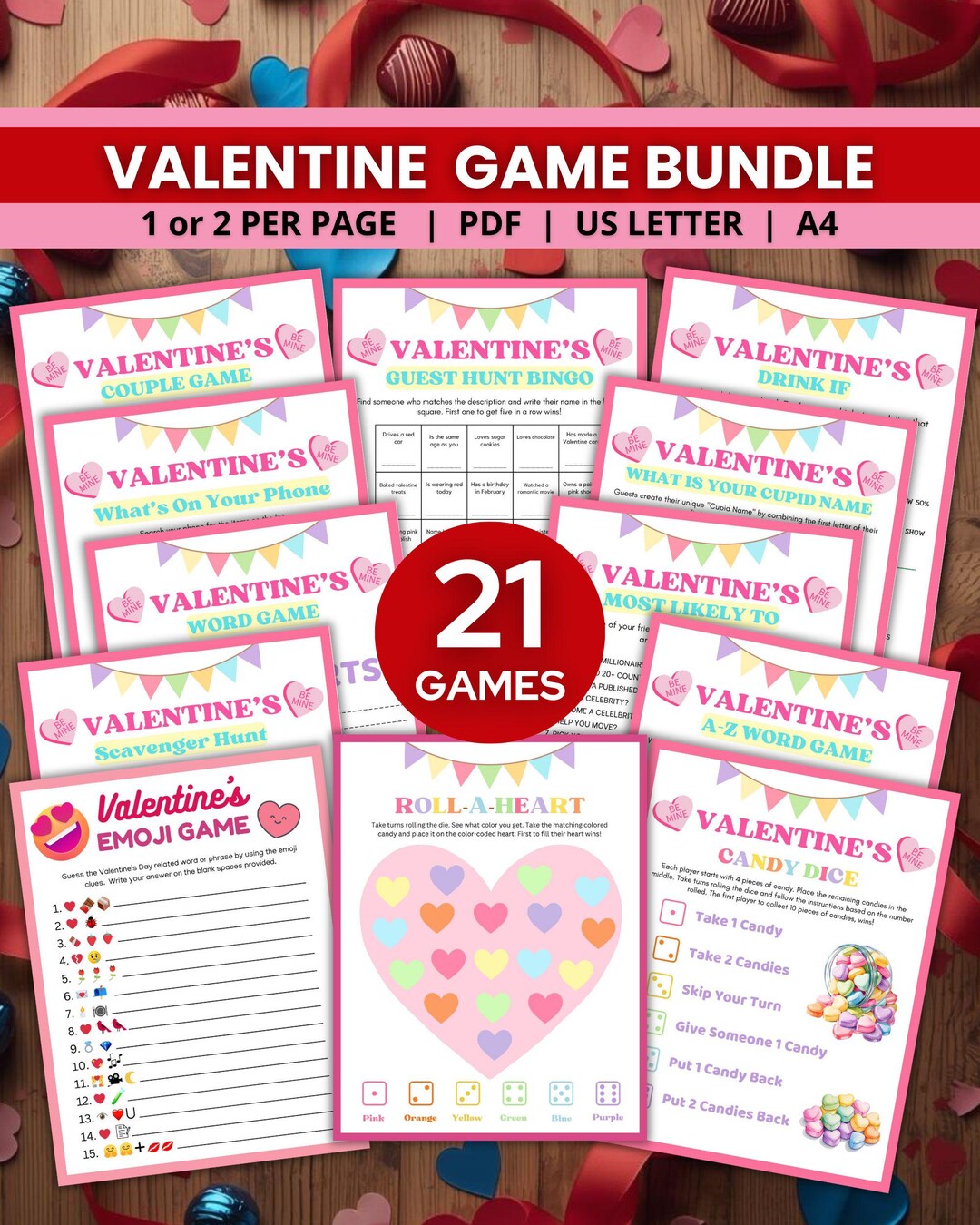 Valentines Day Printable Game Bundle – 21 Fun Party Games for Adults ...