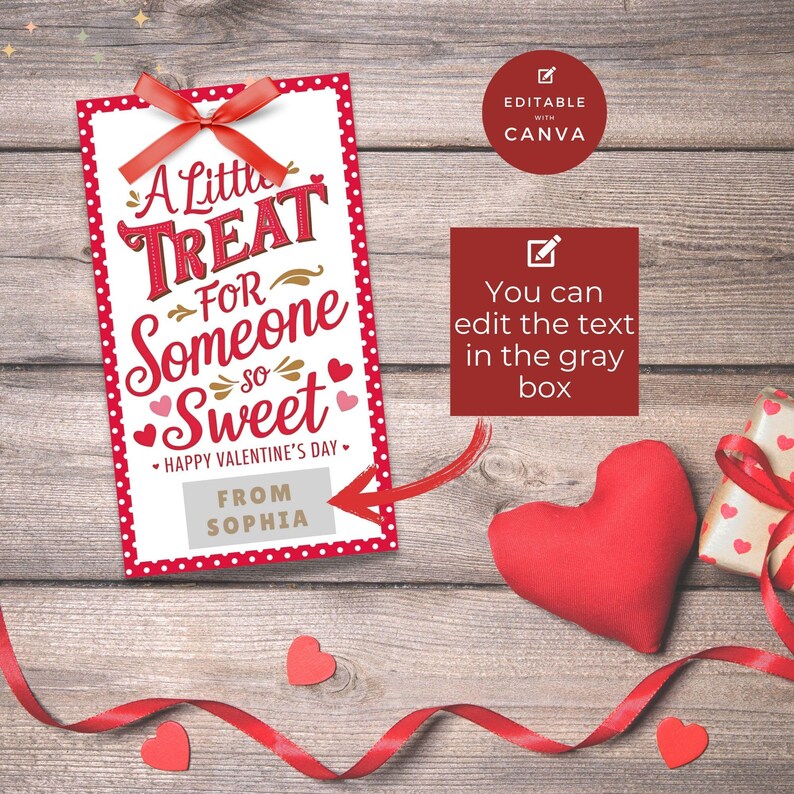 Editable Valentine Gift Tag Printable A Little Treat for Someone so ...