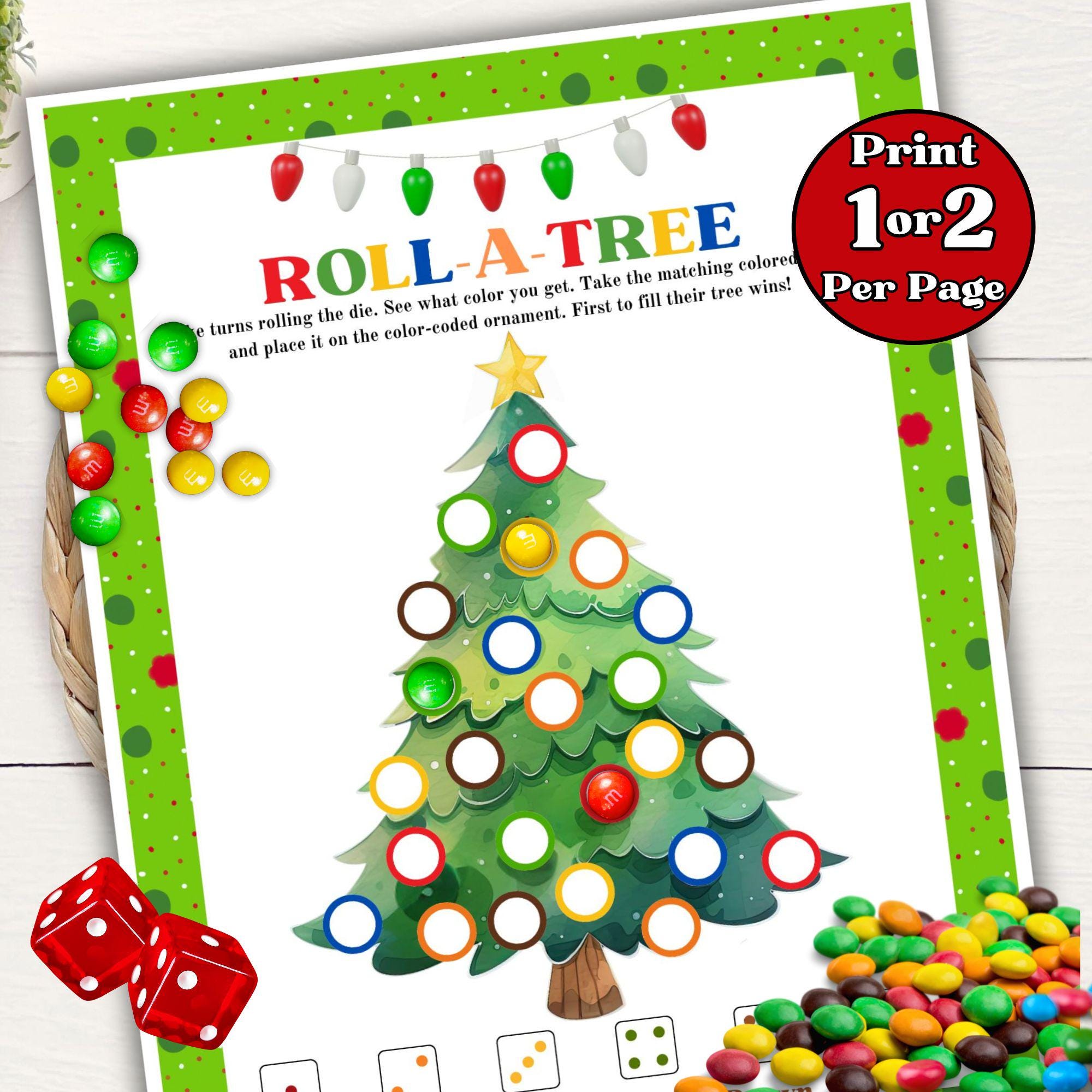 Roll A Tree Christmas Game Printable Christmas Party Game for Family ...