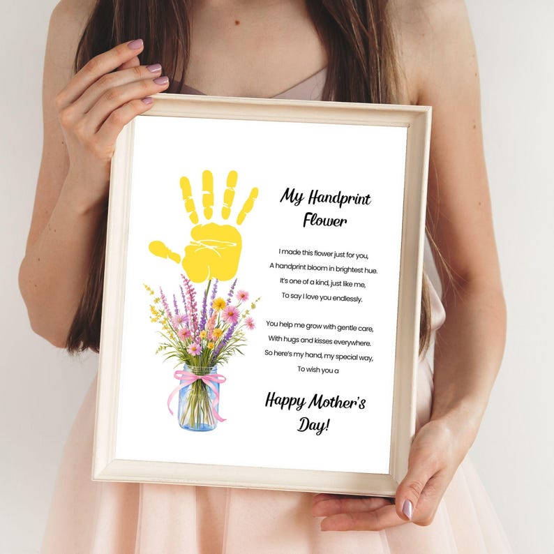 Mothers Day Handprint Flower Poem Craft for Kids Printable Gift for Mom ...