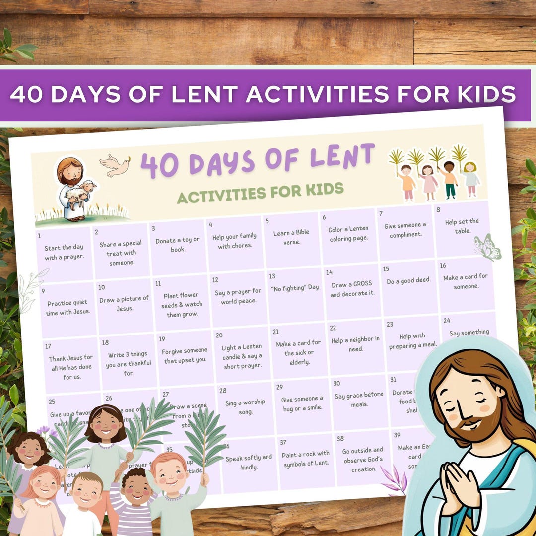 40 Days of Lent Countdown Calendar Activities for Kids Faith Based Art ...