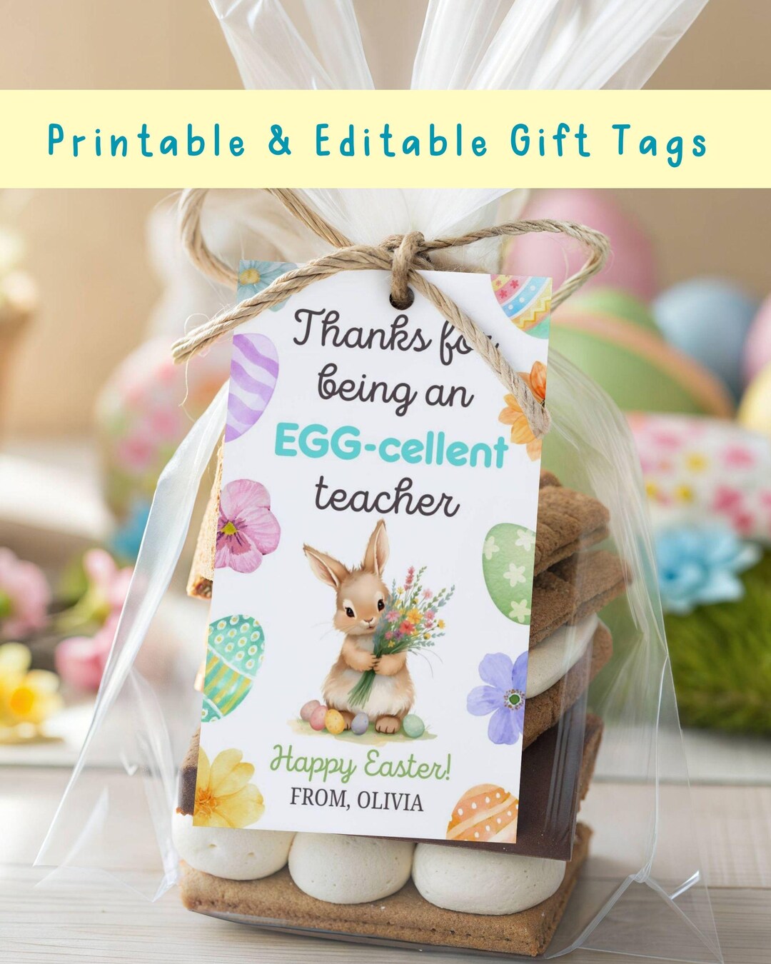 Easter Teacher Appreciation Gift Tag Thank You Eggcellent Teacher Gift ...