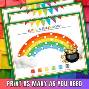 Roll a Rainbow Dice Game Printable Fun St Patricks Day Color Math Game ...