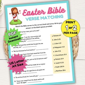 Easter Bible Verse Matching Game Printable Christian Family & Sunday ...
