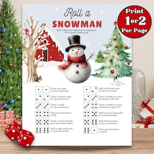 Roll A Snowman Game Printable Christmas Activity for Family Kids ...