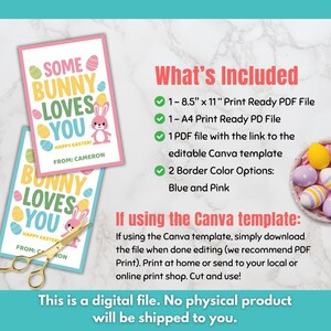 Some Bunny Loves You Printable Easter Gift Tag Easter Basket Tag Easter ...