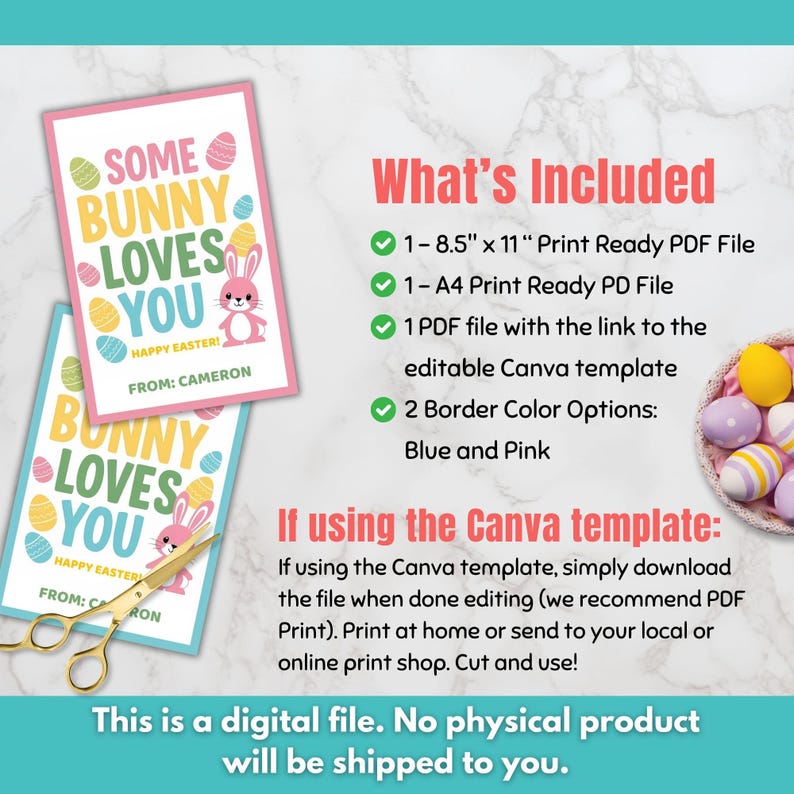 Some Bunny Loves You Printable Easter Gift Tag Easter Basket Tag Easter ...