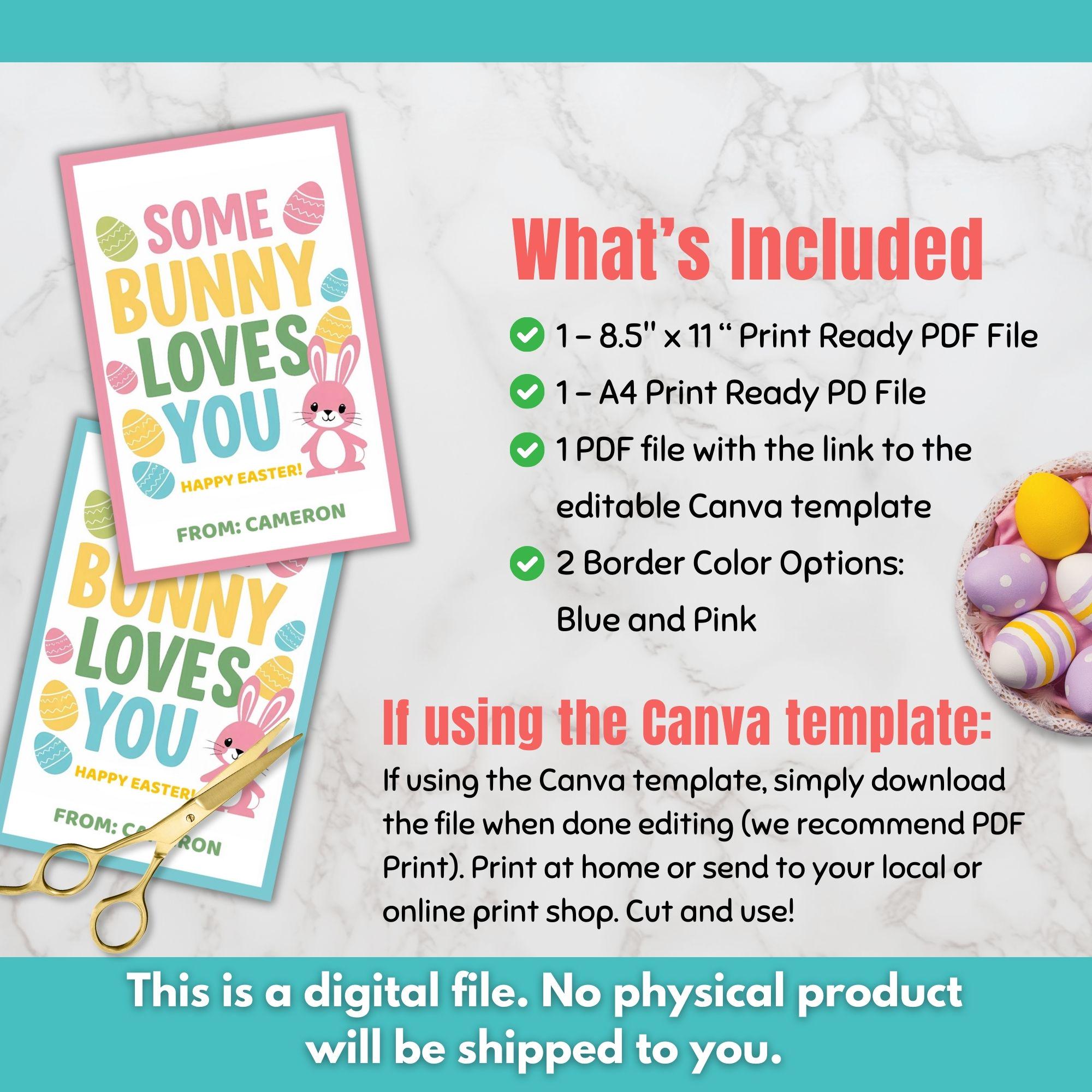 Some Bunny Loves You Printable Easter Gift Tag Easter Basket Tag Easter ...