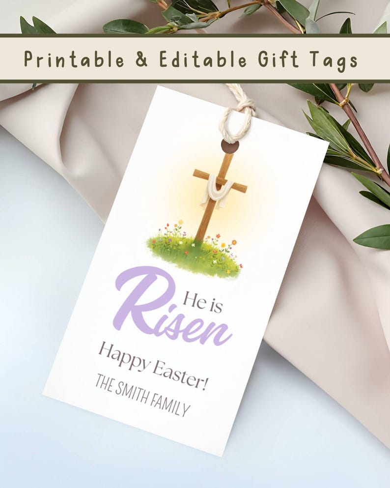He is Risen Easter Gift Tag Printable Christian Easter Tag, Religious ...