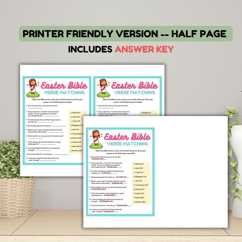 Easter Bible Verse Matching Game Printable Christian Family & Sunday ...