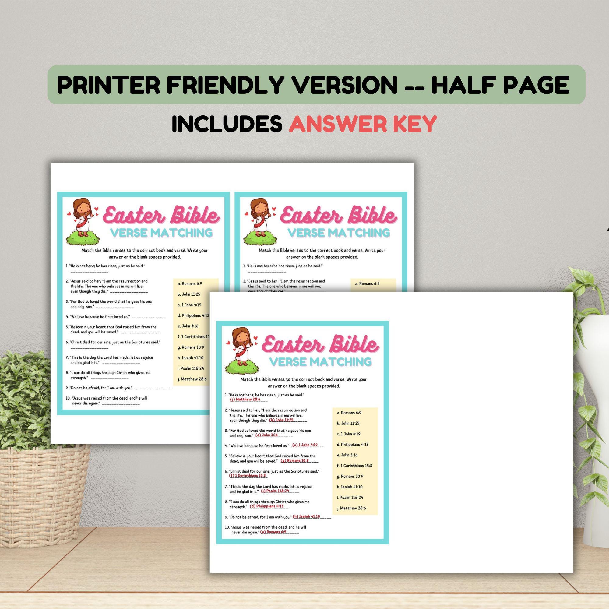 Easter Bible Verse Matching Game Printable Christian Family & Sunday ...