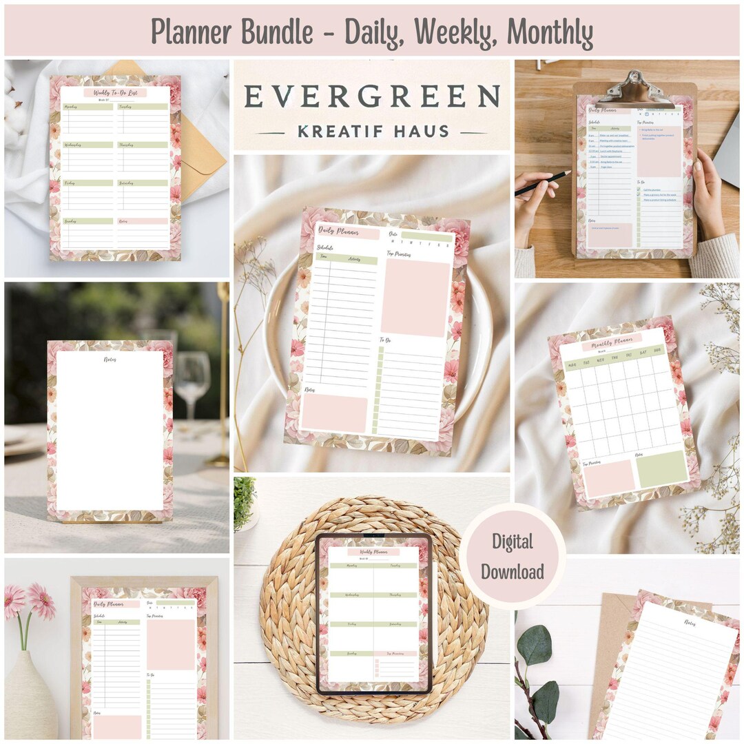 Printable Floral Planner Bundledigital Daily Weekly Monthly ...