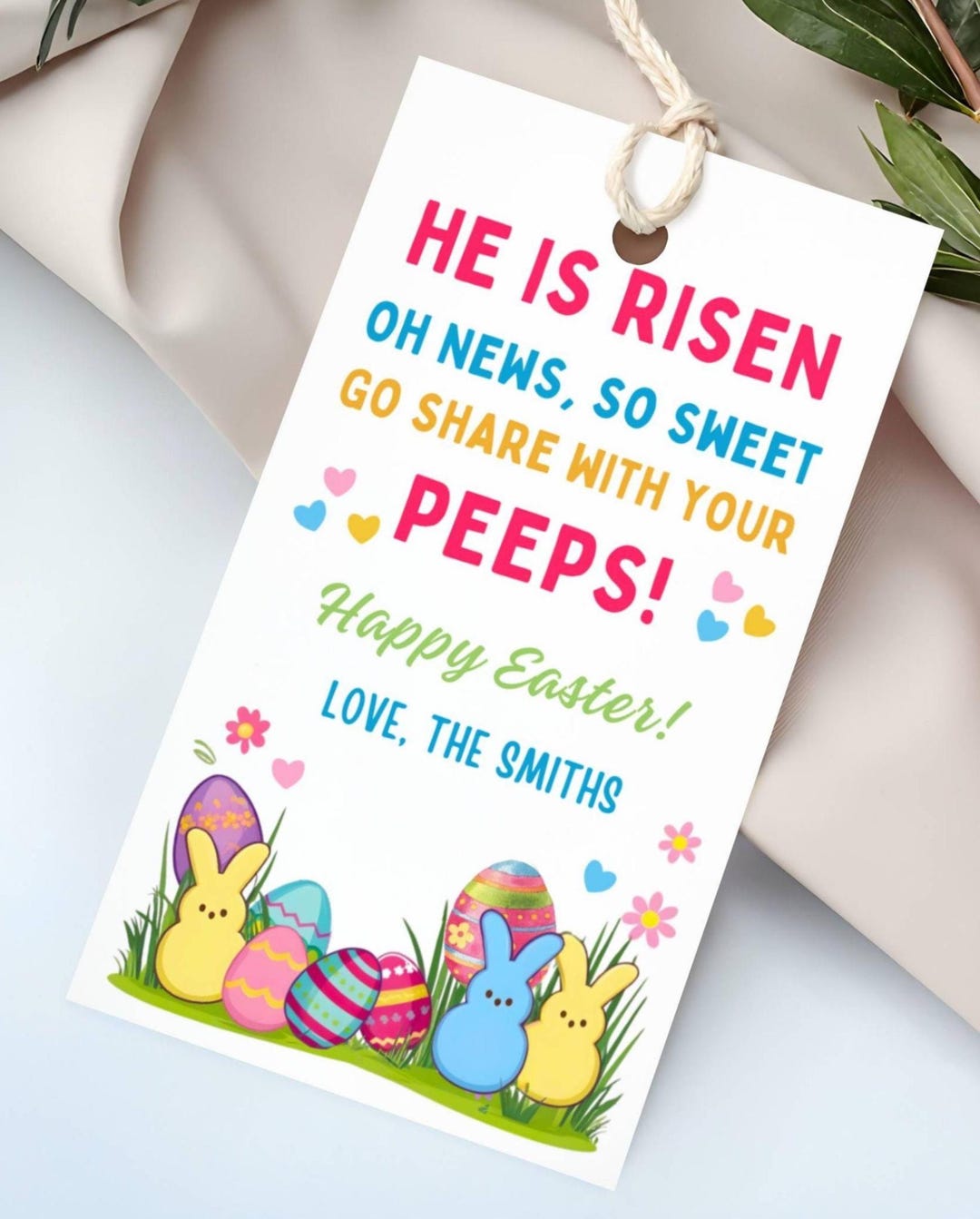 He is Risen Easter Peeps Gift Tags Christian Easter Treat Tag Printable ...