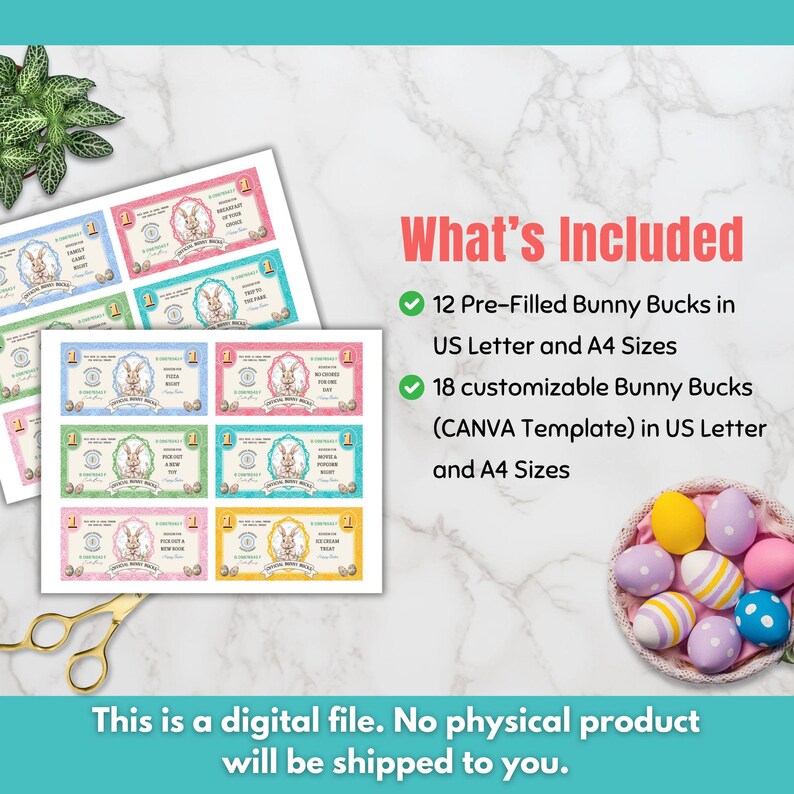 Easter Bunny Bucks Printable & Customizable Reward Coupons for Kids ...