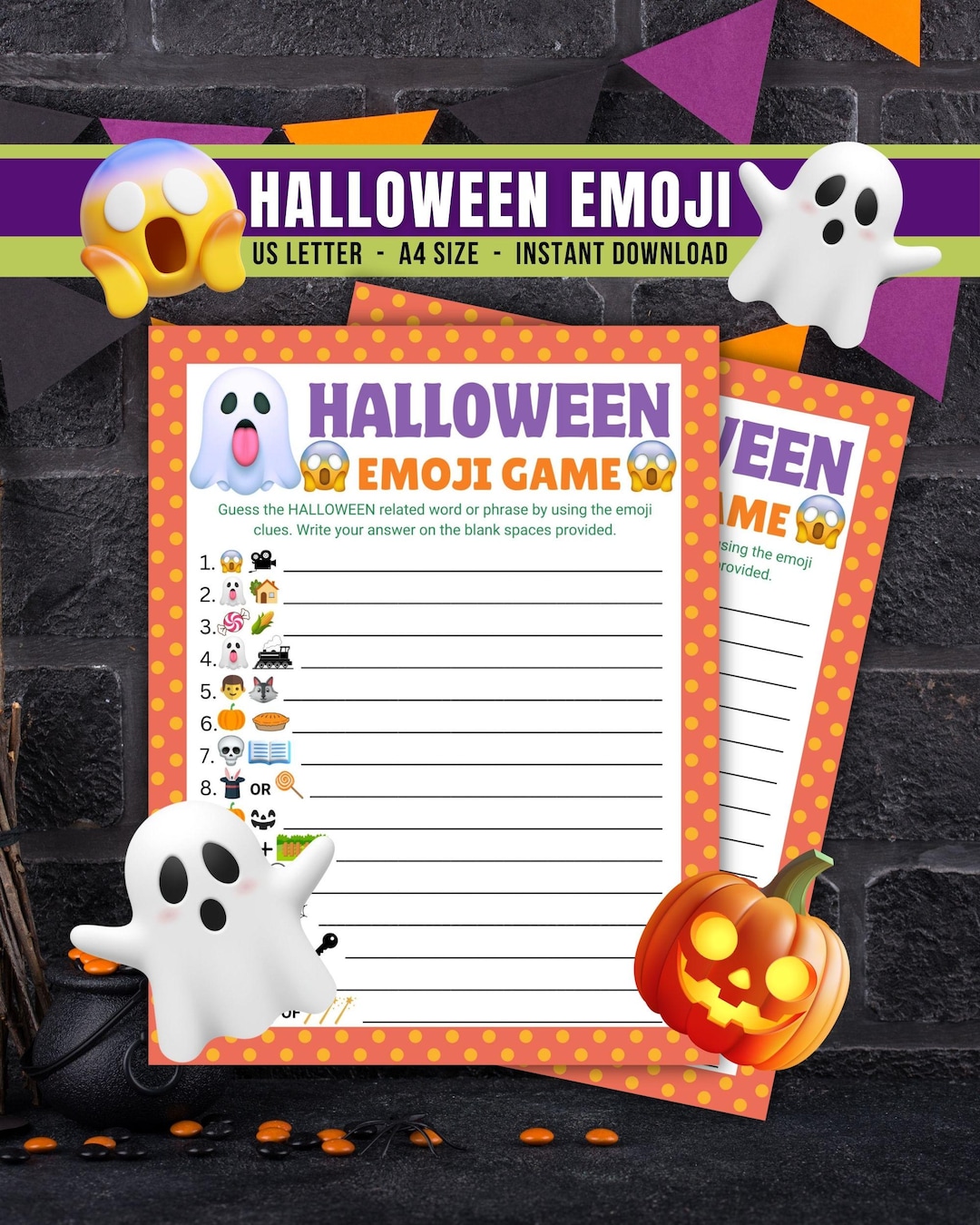 Halloween Emoji Game Printable • Adults, Teens & Older Kids Party Quiz ...