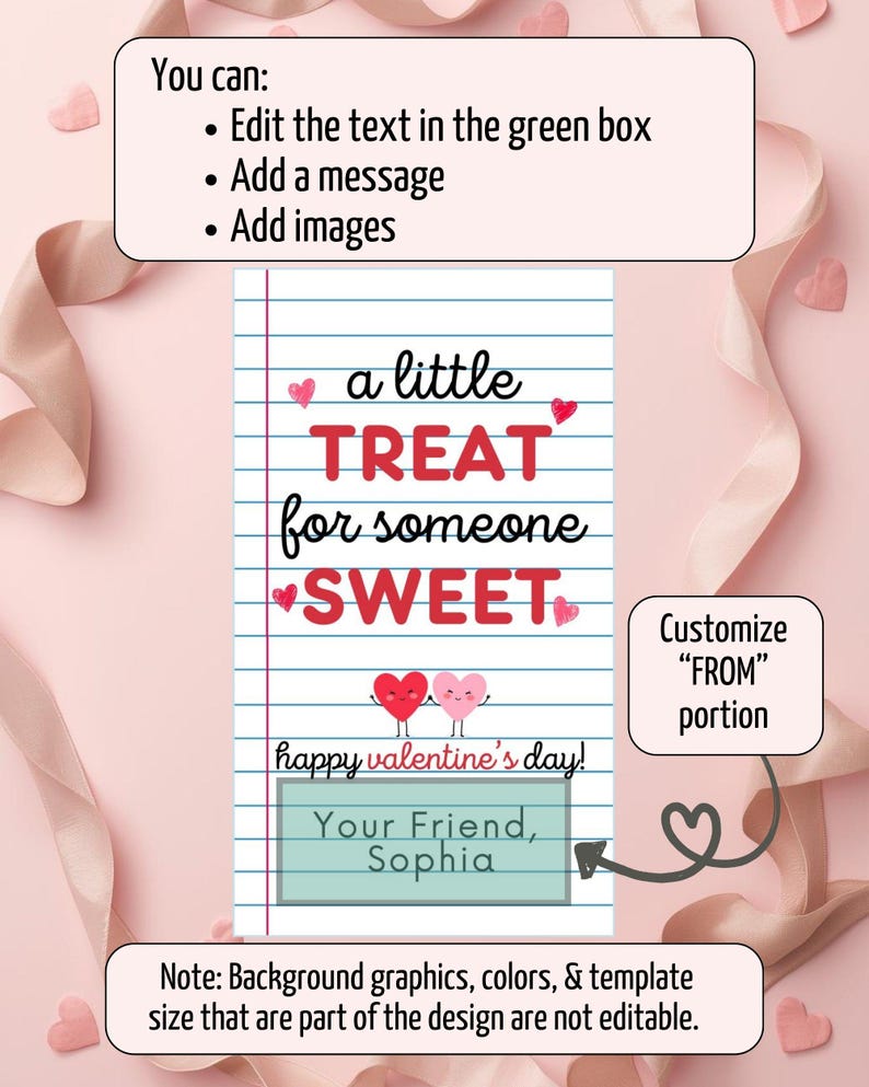 Printable Valentine Gift Tags Kids Editable Sweet Treat Tags Classroom ...
