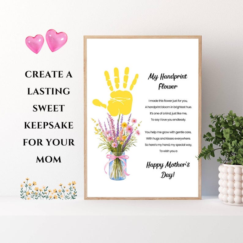 Mothers Day Handprint Flower Poem Craft for Kids Printable Gift for Mom ...