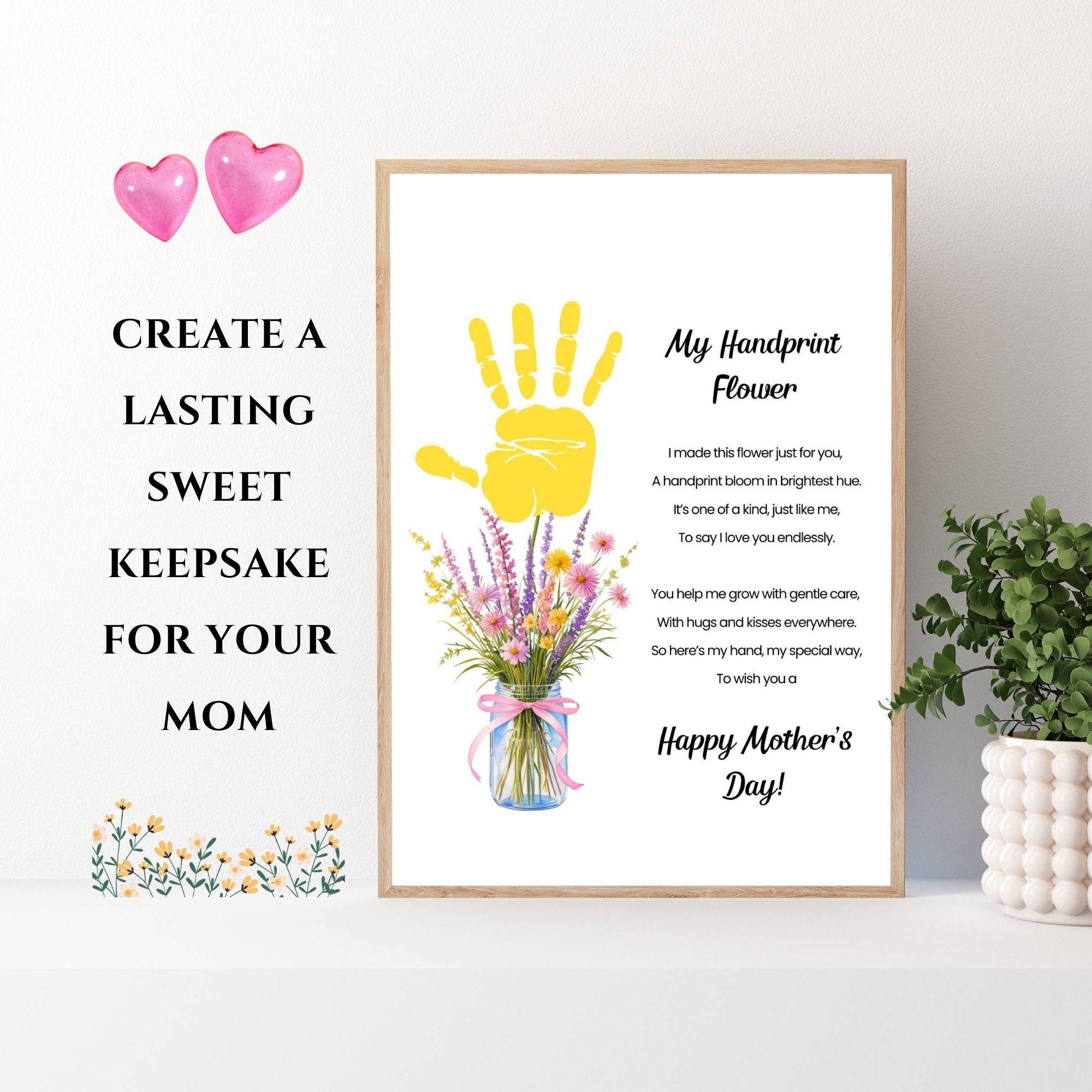 Mothers Day Handprint Flower Poem Craft for Kids Printable Gift for Mom ...