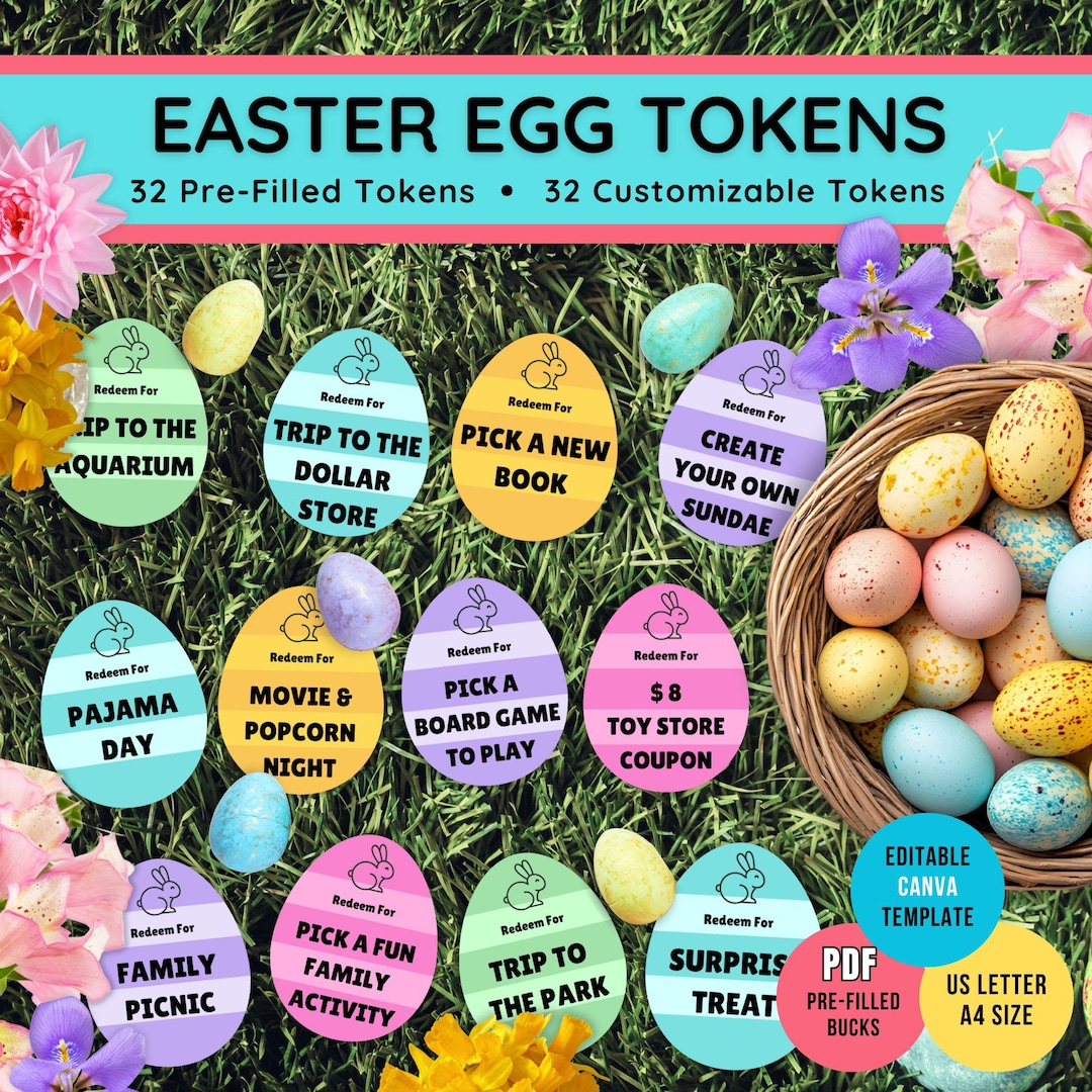 Easter Egg Tokens Kids Easter Basket Stuffers Easter Egg Fillers ...
