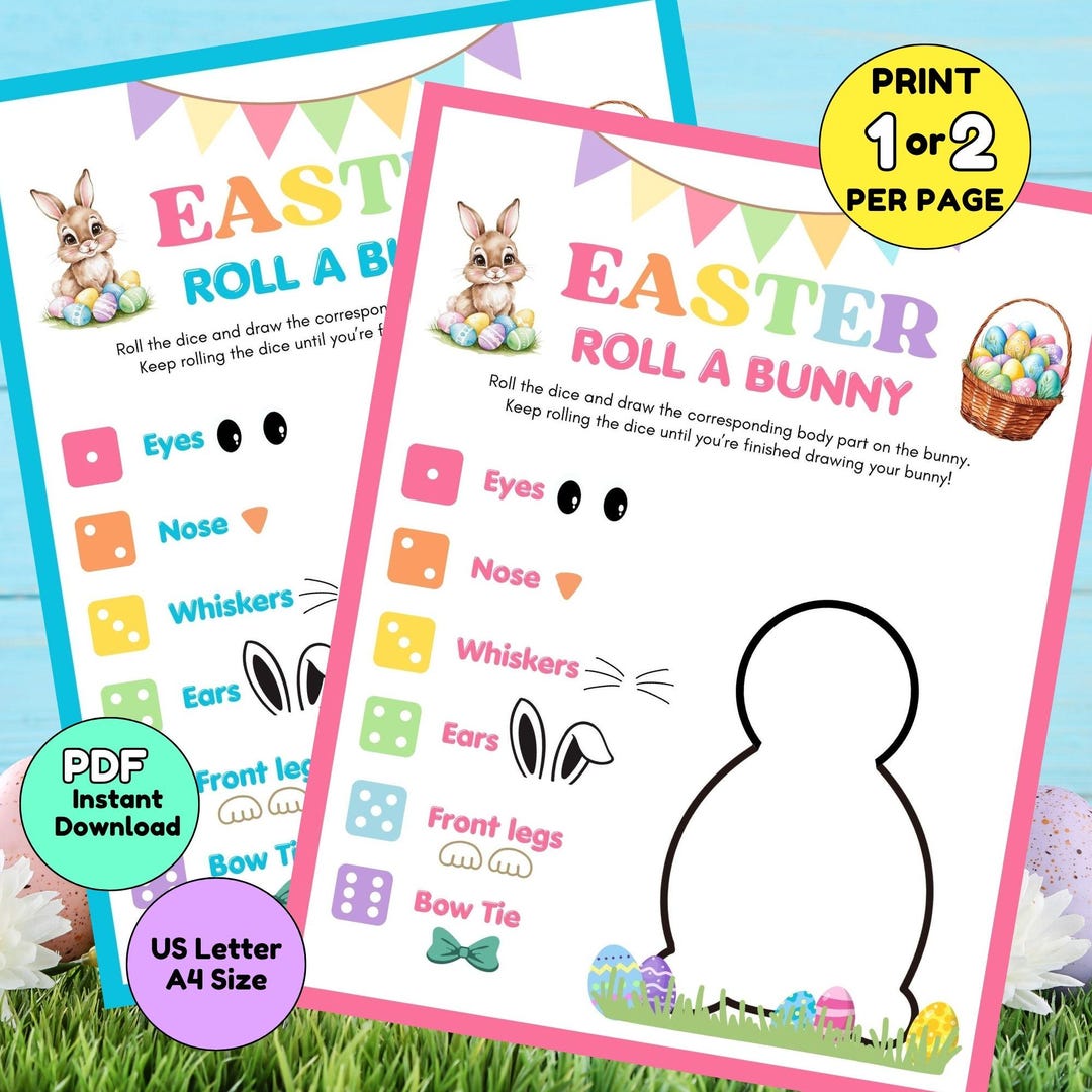 Printable Easter Roll A Bunny Dice Game Fun Family Activity for Kids ...