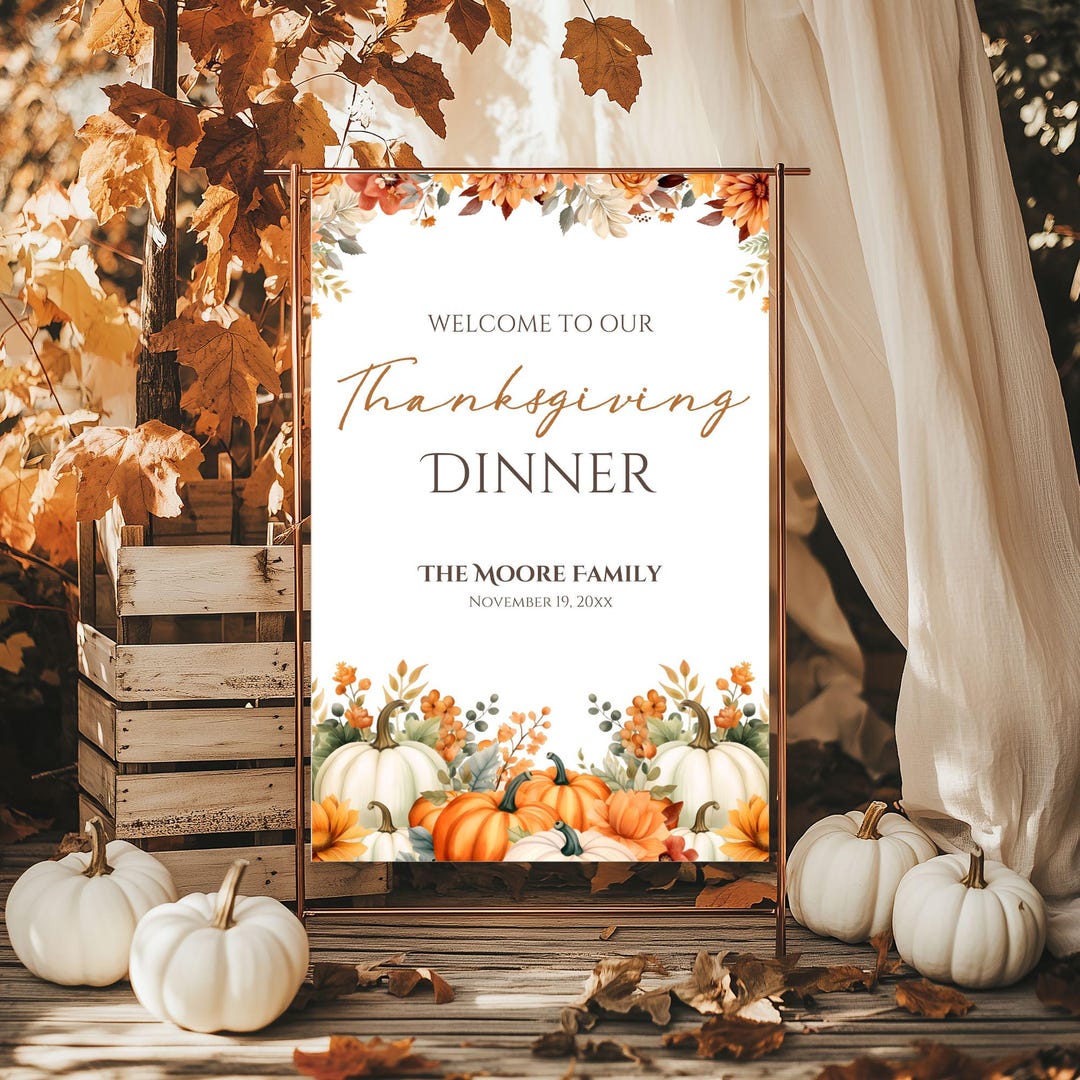 Thanksgiving Welcome Sign Printable Friendsgiving Dinner Sign Editable ...
