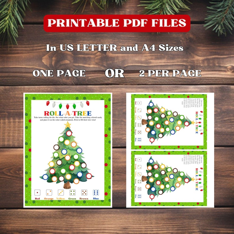 Roll A Tree Christmas Game Printable Christmas Party Game for Family ...