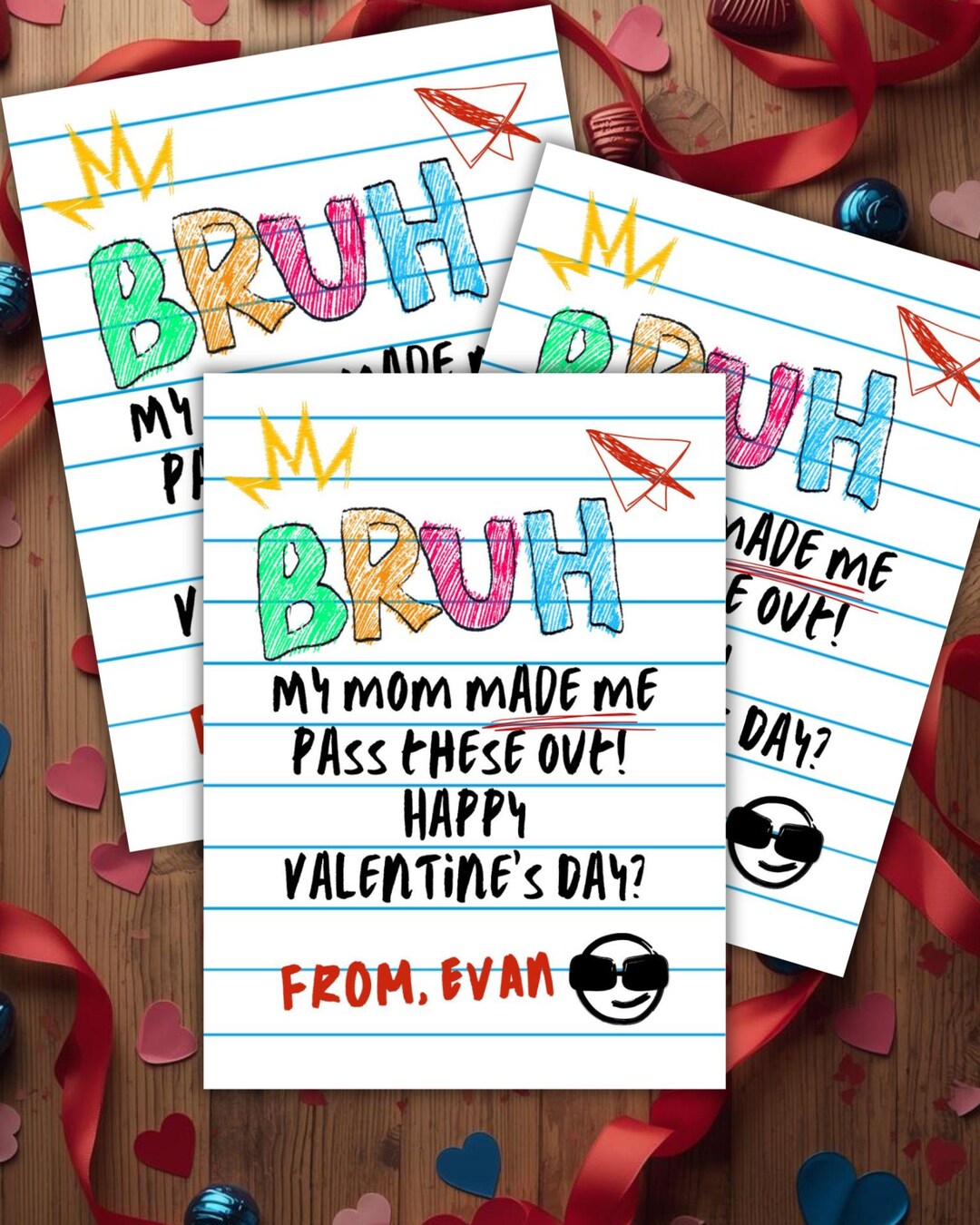BRUH Valentine Cards for Boys | Funny Valentine Day Cards Printable PDF ...