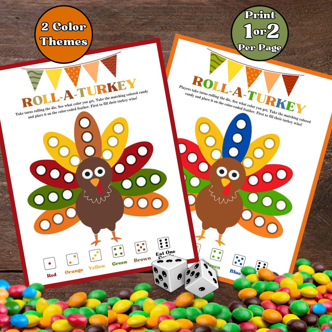 Roll-a-turkey Game, Printable Thanksgiving Activity, Fun Family ...